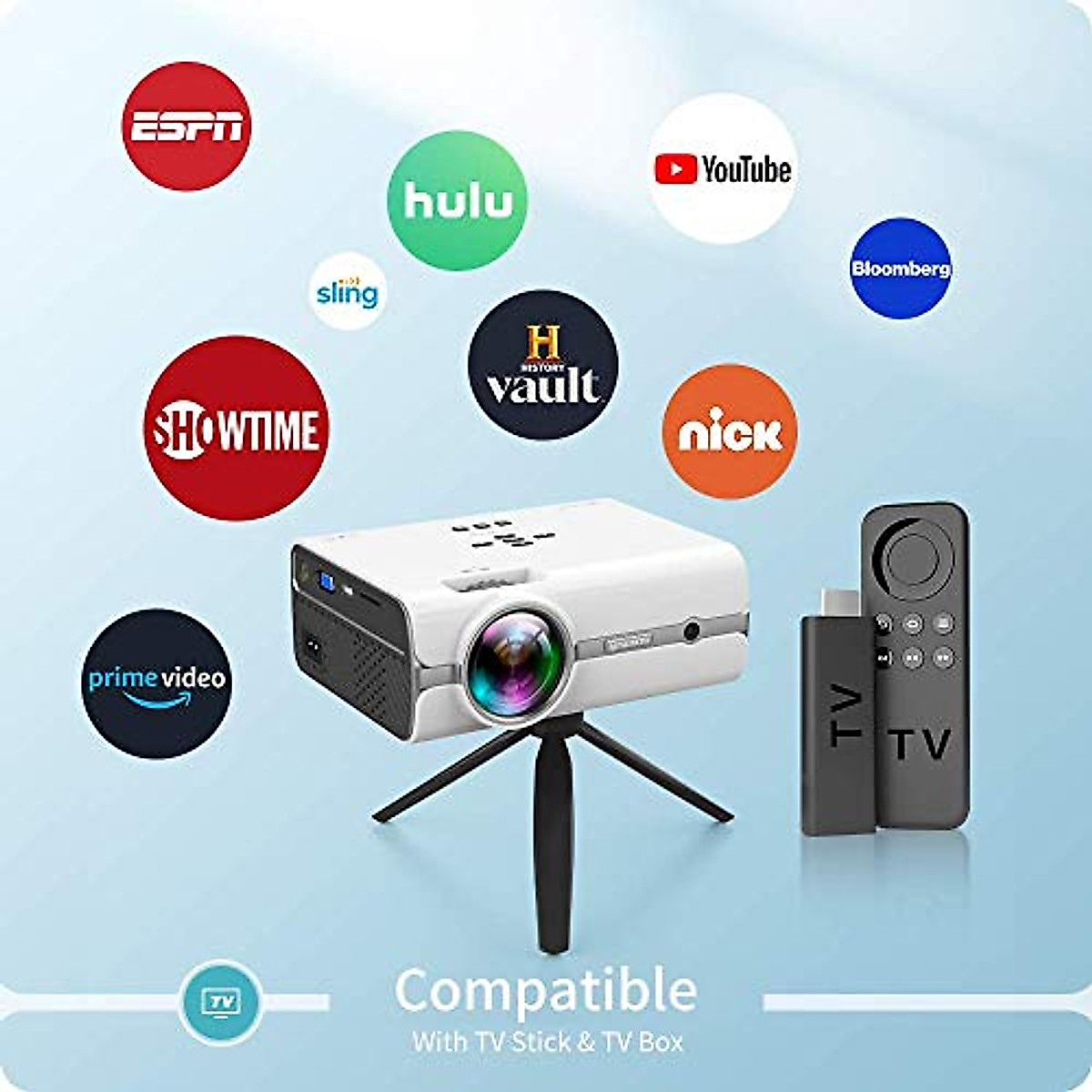 VankyoProjector Leisure 410 Mini Projector Supports 1080P and 200'' Display, Portable Movie Projector with 40,000 Hrs Lamp Life , Compatible with TV Stick, HDMI, iOS, Android (Mini Tripod Included)
