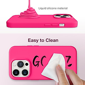 GONEZ Magnetic for iPhone 14 Pro Case, [Compatible with Magsafe] [2X Screen Protector + 2X Camera Lens Protector], Liquid Silicone Shockproof Protective Phone Case for iPhone 14 pro 6.1", Rose Red