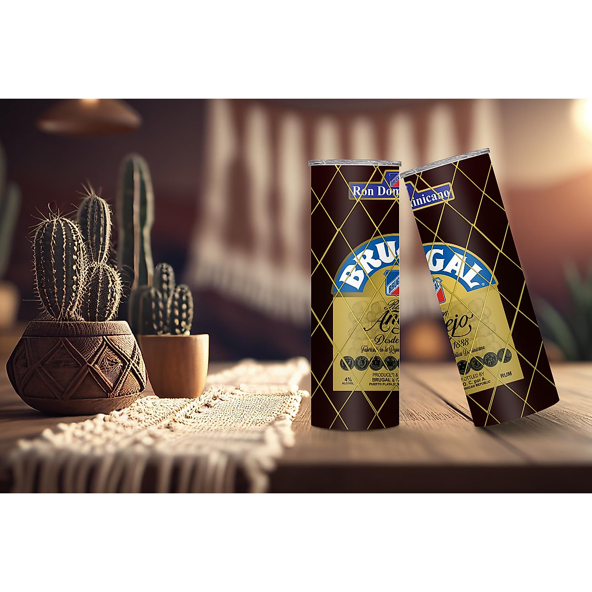 Generic Dominican Rum Tumbler, 20oz Stainless Steel with Lid and Straw, Vacuum Insulated, Double Wall. Glass for dad, friend, boyfriend. Birthday gift., Large