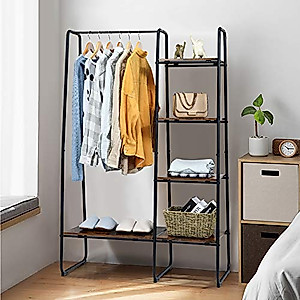 Nightcore Clothes Rack with Shelves, Metal Clothing Racks for Hanging Clothes, Freestanding Garment Rack, Portable Large Capacity Closet Organizer for Bedroom Entryway (Black)