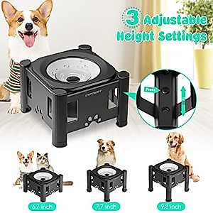 URPOWER 75oz Raised Dog Water Bowl for Messy Drinkers 3 Height Adjustable Elevated 2.2L Large Capacity No Spill Non-Slip Slow Water Feeder Bowl for Dogs, Cats & Pets
