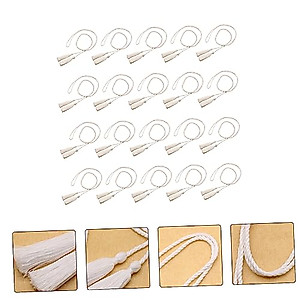 Artibetter 20pcs Hand-Woven Hanging Fringe Shower Curtain Decorative Knit Tie Window Trim Decorative Curtain Holdback Drapery Holdbacks Tassel Rope Decor Cotton White Handmade Tie Back Manual