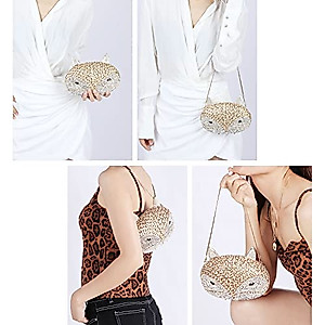 Evevictor Clutch Purse, Evening Handbag, Rhinestone Money Bag for Prom Party Wedding Date (Gold-fox)