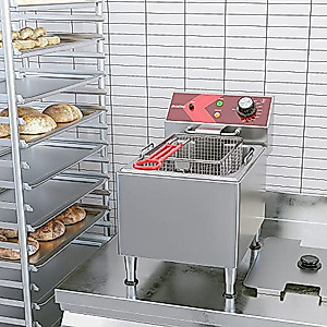 EGGKITPO Deep Fryer with Basket Commercial Deep Fryer 12L Electric Countertop Fryer Stainless Steel Deep Fryers for Restaurant Home Use with Extra Large Frying Basket and Lid, 120V, 1800W