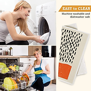 AnyDesign Abstract Swedish Dishcloths Multicolor Kitchen Dish Towel Reusable Minimalist Line Cotton Kitchen Towel for Home Party Housewarming Cleaning Counter Wipes, 7 x 8 Inch, 6Pcs