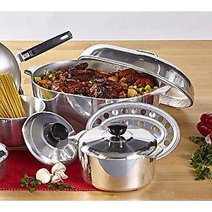 IMUSA USA Heavy Duty 13-Piece Cast Aluminum Cajun Cookware Set, Silver