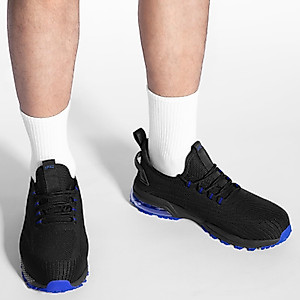 SPIEZ Composite Toe Safety Shoes, Unisex Air Cushion Lightweight Work Shoes Black/Blue Black/Green US5-12