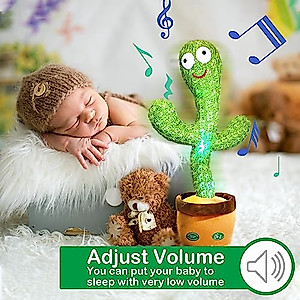 Pbooo Dancing Cactus Mimicking Toy,Talking Repeat Singing Sunny Cactus Toy 120 Pcs Songs for Baby 15S Record Your Sound Sing+Dancing+Recording+LED
