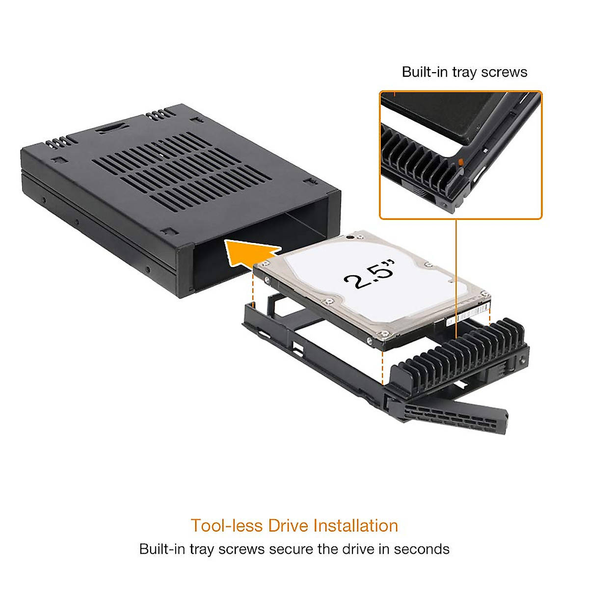 ICY DOCK 1 Bay 2.5 SAS/SATA HDD/SSD Tool-Less Enclosure for External 3.5" Bay | ExpressCage MB741SP-B