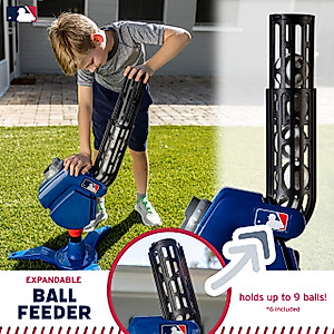 Franklin Sports Baseball Pitching Machine - Adjustable Baseball Hitting & Fielding Practice Machine For Kids - with 6 Baseballs - Great For Practice,Blue, Small