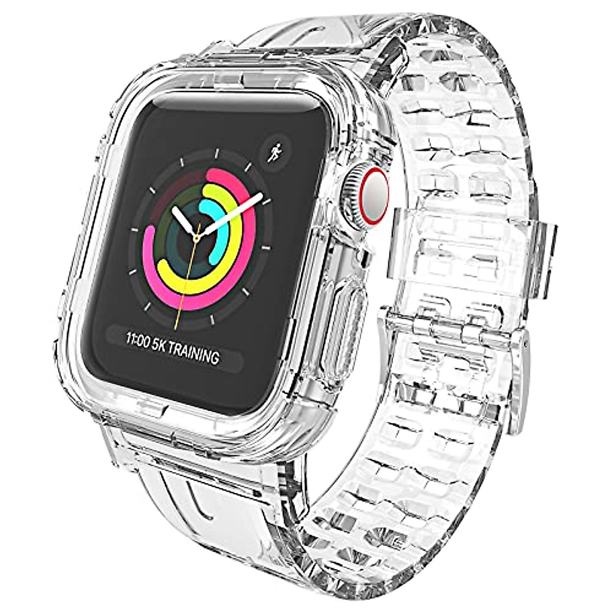 JXVM for Apple Watch Band 41mm 40mm 38mm with Case, Uni-body Protective Bumper Band, Crystal Clear Men Women Sporty Case, with Premium Soft TPU Adjustable Strap for iWatch SE & Series 8 7 6 5 4 3 2 1 (Crystal/Clear)