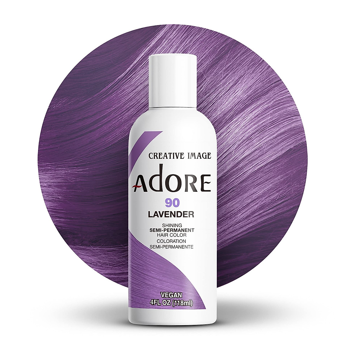Adore Semi Permanent Hair Color - Vegan and Cruelty-Free Purple Hair Dye - 4 Fl Oz - 090 Lavender (Pack of 1)