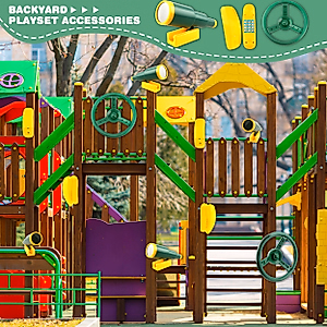 Restroma Playground Accessories Swingset Steering Wheel Plastic Telescope Telephone Swingset Phone Toy for Kids Outdoor Playground Backyard Treehouse
