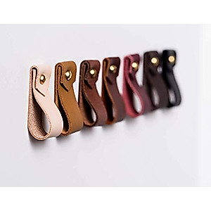 KEYAIIRA - Small Leather Wall Hook, minimalist leather strap hanger for bath towel holder leather wall hook strap towel hook bathroom decor brass towel ring nordic home