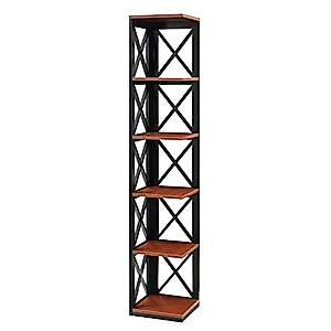 Convenience Concepts Oxford 5 Tier Corner Bookcase, Cherry / Black