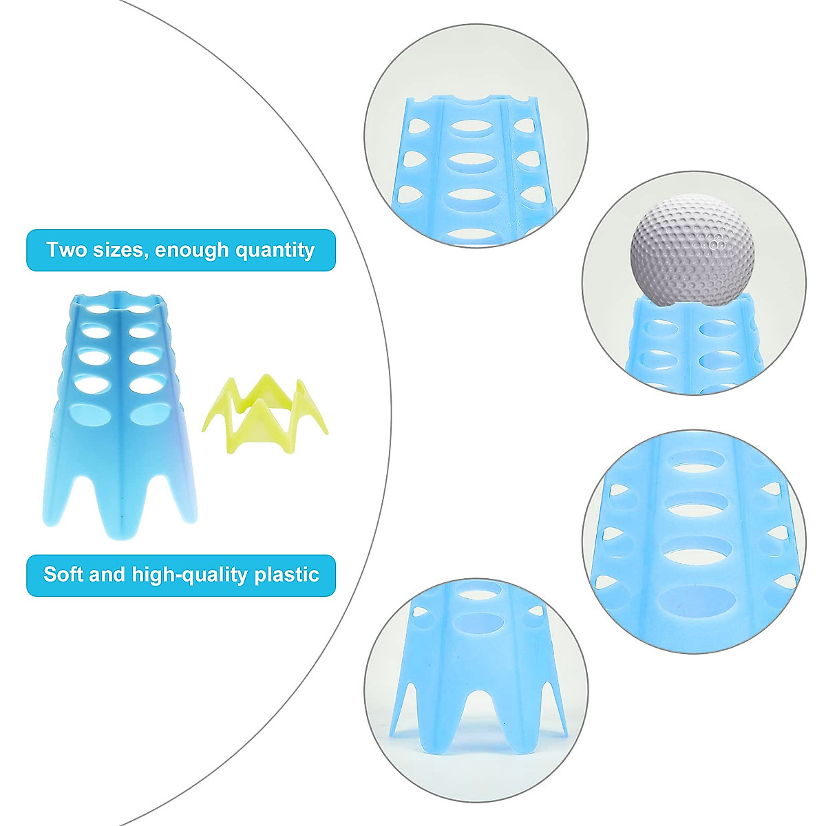 Golf Simulator Tees, 18 Pcs Indoor Golf Tees Golf Mat Tees Plastic Golf Tees Practice Golf Tees Perfect for Turf and Driving Range Winter Golf Tees, Tall + Short (Yellow, Green and Pink)