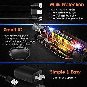 Digital TV Antenna, 380 Miles Indoor Amplifier Signal Booster Long Range HDTV Antenna Support 4K 1080P UHF VHF Free Local Channels with 13.4ft Coax Cable and USB Power Adapter