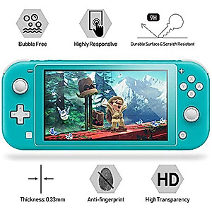 daydayup 4 Pack Tempered Glass Screen Protector for Nintendo Switch Lite, 0.3mm Thickness, 9H Hardness, Transparent, Anti-Scratch, Oleophobic Coating, Easy Installation Guide