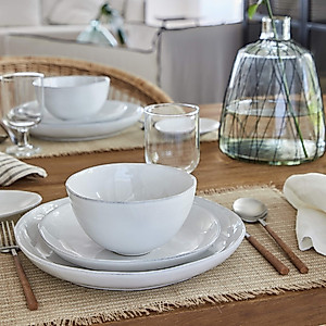 Costa Nova Ceramic Stoneware 22 oz. Soup & Cereal Bowl - Livia Collection, White | Microwave & Dishwasher Safe Dinnerware | Food Safe Glazing | Restaurant Quality Tableware