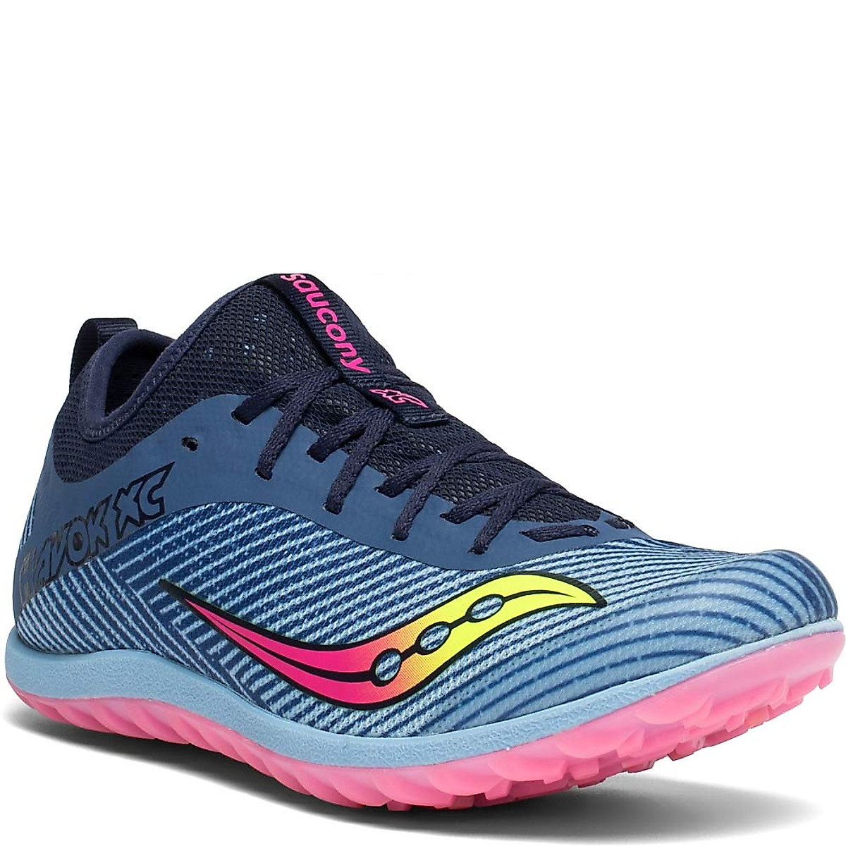 Saucony Women's Havok XC 2 Flat Running Shoe, Blue/Citron/VIZ Pink, 5.5