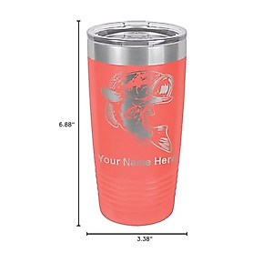 LaserGram 20oz Vacuum Insulated Tumbler Mug, Bass Fish, Personalized Engraving Included (Coral)