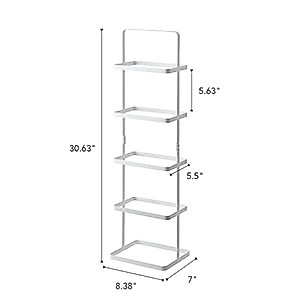 Yamazaki Home Compact Modern Metal Shoe Rack Stee Tall White