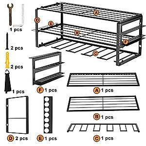 Power Tool Organizer Wall Mount, 5 Slot Cordless Drill Holder Battery Charging Station Storage Rack, Multi-function Garage Pegboard Tool Organizer for Tidying Up Parts Bin, Wrench, Pliers, Screwdrivers, Bit