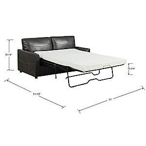 Emerald Home Slumber Contemporary Sleeper Sofa, Full, Charcoal Gray