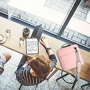 MoKo Zipper Binder, 3 Ring 2 inch Binder with Zipper,500 Sheet Capacity Multi-Pocket School Binder for Middle School, Handle and Shoulder Strap Included, Pink & Gray