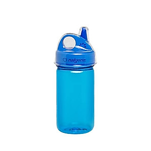 Nalgene Kids Sustain Grip-N-Gulp Water Bottles Made with Material Derived from 50% Plastic Waste, Leak Proof Sippy Cup, Durable, BPA and BPS Free, Dishwasher Safe, Reusable, 12 Ounces, Blue