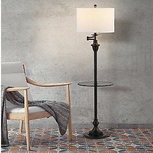 JONATHAN Y JYL3055A Cora 60" Metal/Glass LED Side Table and Floor Lamp Contemporary,Transitional for Bedrooms, Living Room, Office, Reading, Brass
