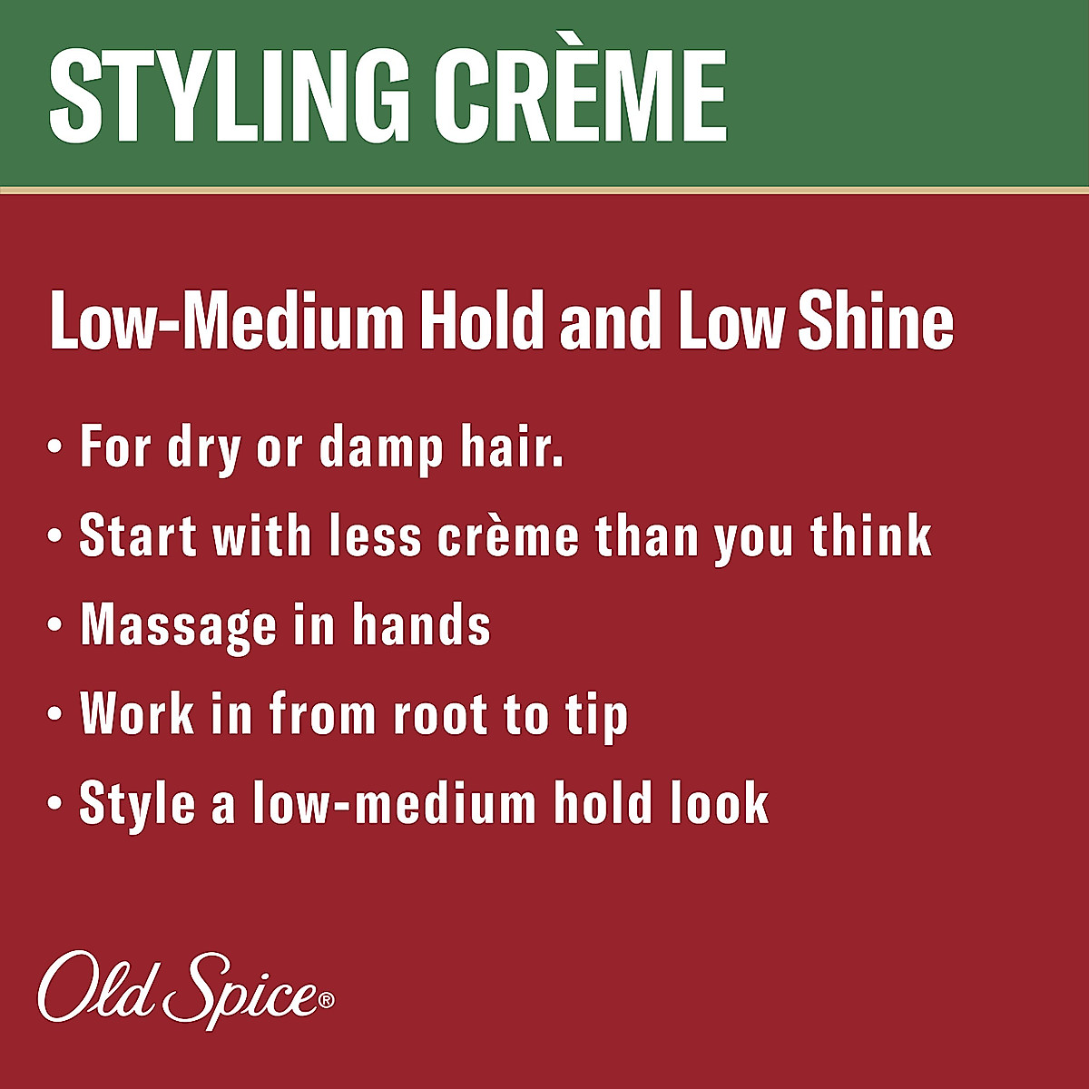 Old Spice, Hair Styling Crème for Men LowMedium HoldLow Shine 2.22 Each Twin Pack NEW Formula, 4.44 Fl Oz