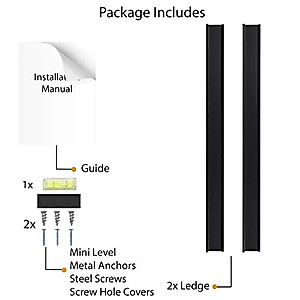 Wallniture Modern Floating Wall Ledge Shelf for Pictures and Frames Black 46 Inch Set of 2