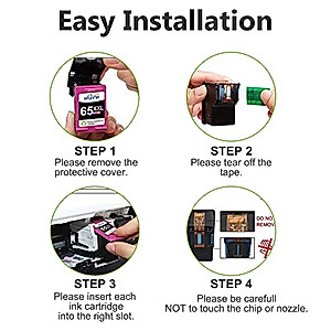 65XL Ink Cartridge Combo Pack Replacement for HP 65XL XL Ink Cartridge Black and Color for  DeskJet 3755 3752 3772 3720 Envy 5058 5052 5055 5034 5032 Deskjet 2652 2624 2655 2680 AMP 100 105 120