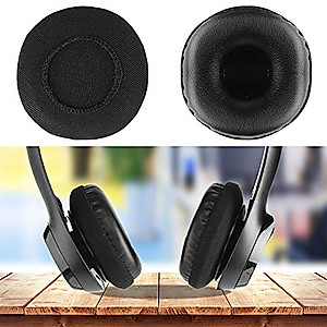 Geekria QuickFit Protein Leather Replacement Ear Pads for Logitech H390, H600, H609, Headphones Earpads, Headset Ear Cushion Repair Parts (Black)