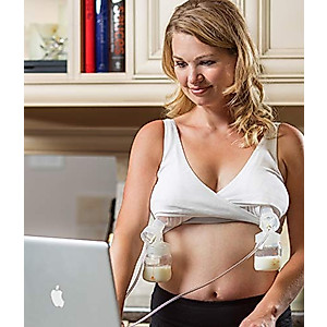 Rumina Hands Free Classic Pump&Nurse Adjustable Nursing Bra for Pumping. Ideal for Breastfeeding Pumps by Spectra, Medela, Lansinoh, etc., White L