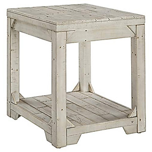 Signature Ashley Farmhouse Lift Top Coffee Table and End Table Set | Whitewash Weathered Finish