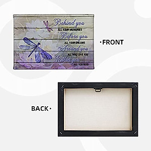 Purple Dragonfly Gifts for Women, Inspirational Quotes Canvas Wall Art for Office Apartment Bedroom Rustic Dragonfly Lotus Motivational Wall Decor Paintings Artwork for Home, Ready to Hang 12"X8"