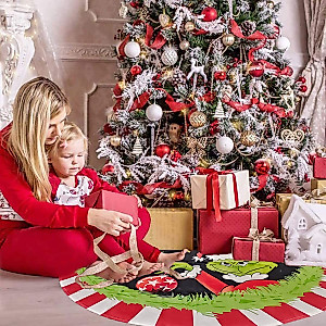 Christmas Tree Skirt 47 Inches Xmas Tree Skirt Christmas Trees Skirt Farmhouse Christmas Ornaments for Holiday Party Christmas Tree Mat Christmas Decorations Holiday Party Indoor Outdoor