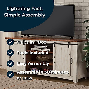 Martin Svensson Home Taos 70" TV Stand | Antique White & Aged Distressed Pine