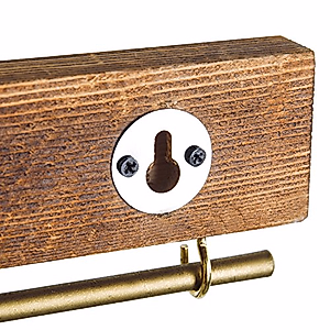 MyGift 3-Piece Wall Jewelry Organizer, Wall-Mounted Rustic Wood and Gold Tone Metal 24 Hook Necklace and Bracelet Storage Rack with Hanging Earring Bar