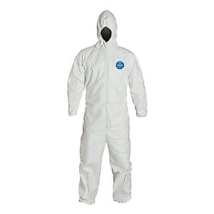 DuPont Tyvek 400 TY127S Disposable Protective Coverall with Respirator-Fit Hood and Elastic Cuff, White, X-Large (Pack of 6)