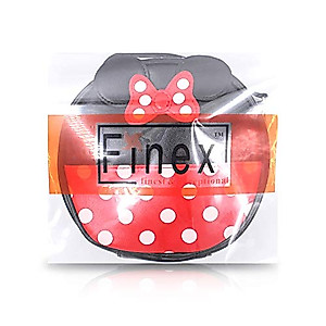 FINEX Minnie Mouse style Small Circle Polka dots Crossbody bag - Multifunction Travel Mini Handbag with Shoulder Strap (Red/Black)