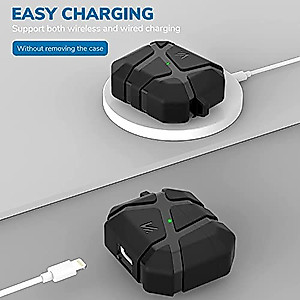 KMMIN Airpods 3rd Generation Case with Keychain Hard TPU Full-Body Rugged Protective Airpod Case 3rd Generation Airpod 3 Case for Men Women Wireless Charge Front LED Visible-Black