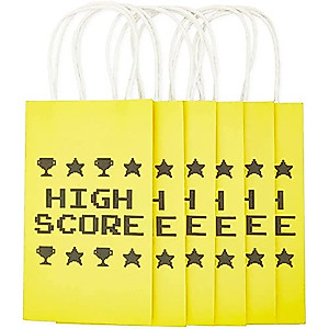 BLUE PANDA Video Game Party Favor Gift Bags for Kids Birthday (4 Assorted Designs, Kraft Paper, 24 Pack)