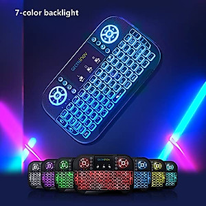 Gecen Mini Wireless Keyboard with RGB Backlit, 2.4GHz Wireless Mini Keyboard Rechargeable Controller with Touchpad Mouse Combo, Compatible with Android TV Box, IPTV, HTPC, Smart TV, PC,etc.