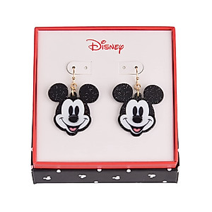 Disney Earrings, One Pair in Authentic Jewelry Gift Box, Hanging Acrylic Charm with 1.5” Drop, Fish Hook Closure (Mickey Mouse)