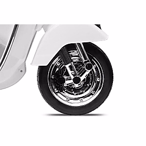 Best Ride On Cars Vespa Scooter, 12V Battery Powered Ride On Car - Electric Scooter for Kids with Leather Seat, Real Lights & Sounds, USB/AUX/SD Slot, Ages 2-5 Years Old, White, Large