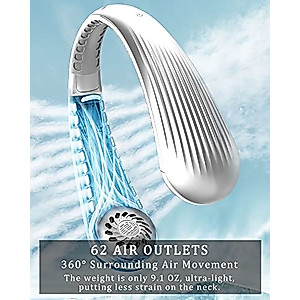 Aeergured Portable Neck Fan 2 Pack, Hands Free Personal Bladeless Fan with 3 Speeds, Adjustable USB Neckband Fans Battery Operated Wearable Fan, 360° Cooling Rechargeable Hanging Neck Fan