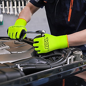 JDL Large Green Nitrile Coated Protective Gloves, Pack of 6